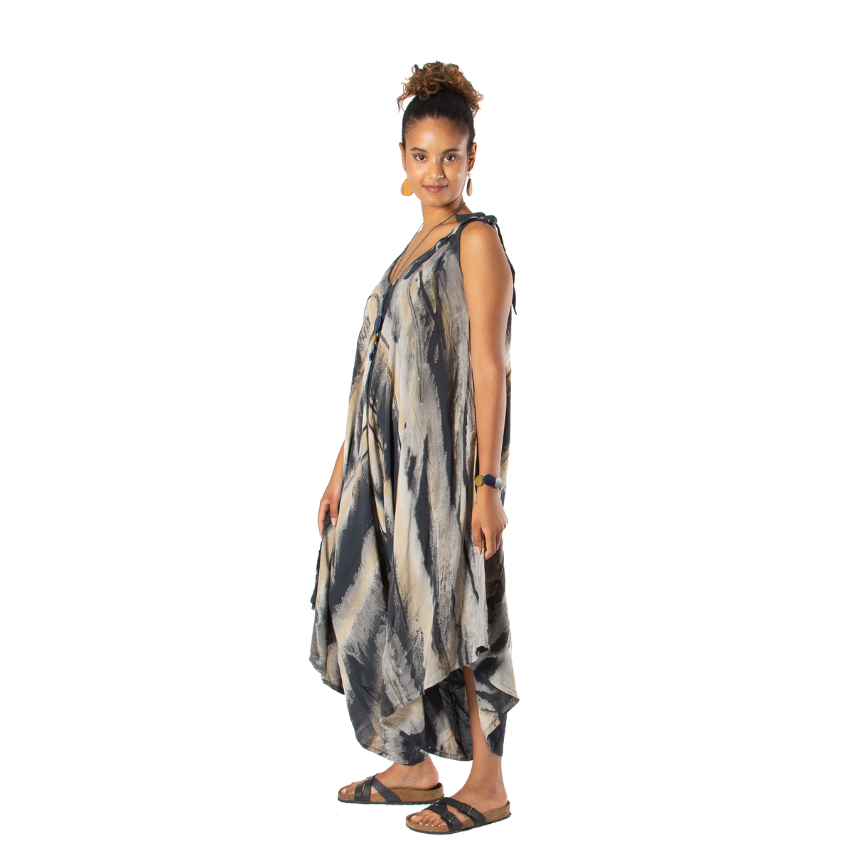 Women's Grey & Gold Tie Dye Romper - Versatile & Comfy – Suzie Blue Canada
