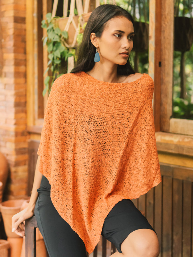 Double Knit Popcorn Poncho - Orange – Suzie Blue Canada