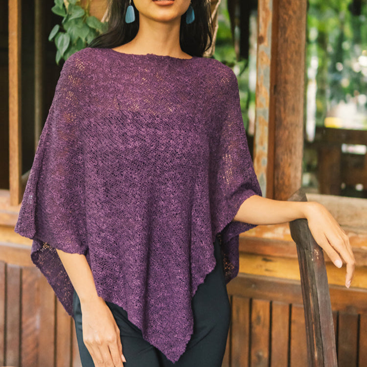 Double Knit Popcorn Poncho - Purple – Suzie Blue Canada