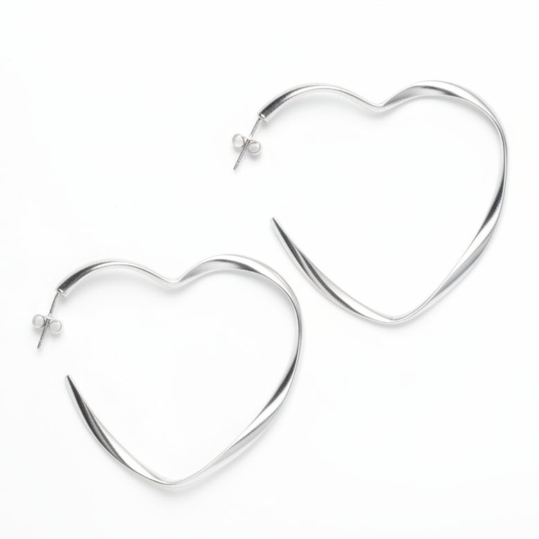 Large Heart Hoop Earrings - Silver Plate – Suzie Blue Canada